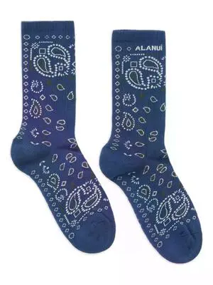 Alanui Paisley Bandana Socks - Blue