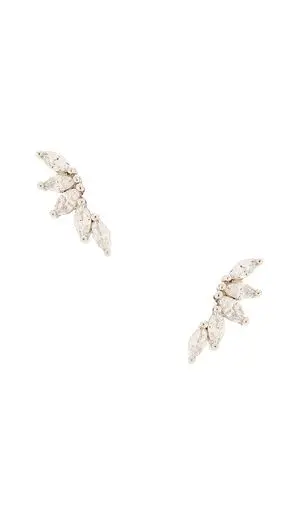 Shashi Fallen Leaf Ear Climber - Silver