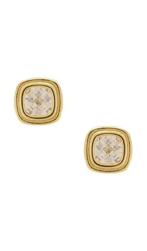 Shashi Cushion Bezel Stud Earrings - Gold
