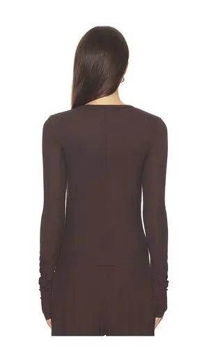 Eterne Long Sleeve Fitted Top - Espresso