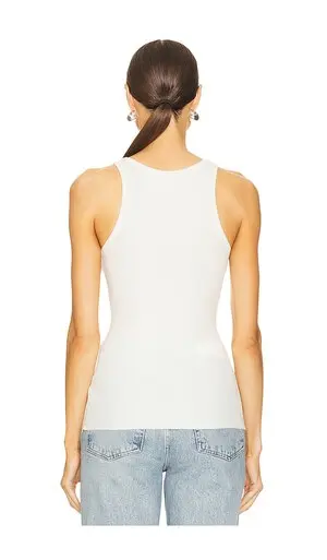 Eterne High Neck Fitted Tank Top - Cream