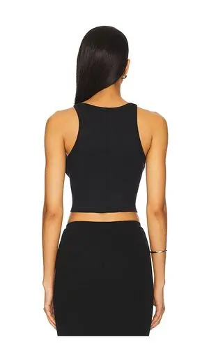 Eterne Cropped Rib Tank Top - Black