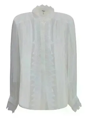 Chloé Lace-trimmed Pleated Shirt