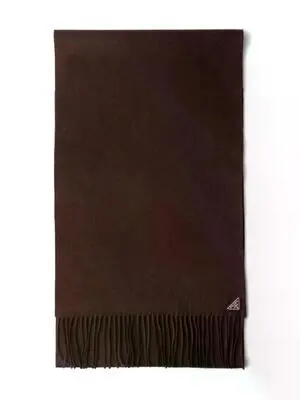 Prada Triangle-logo Fringe Scarf - Brown