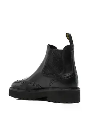 DOUCAL'S Elastic-panel Brogue Boots - Black