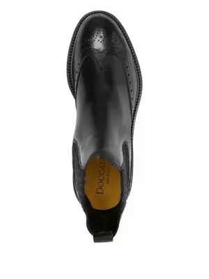 DOUCAL'S Elastic-panel Brogue Boots - Black