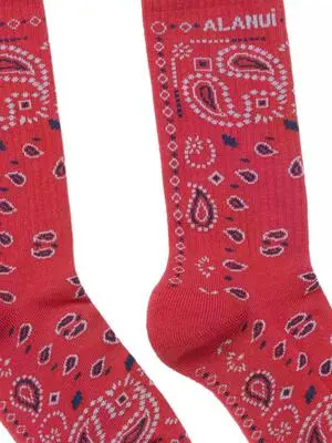 Alanui Bandana-intarsia Socks - Red