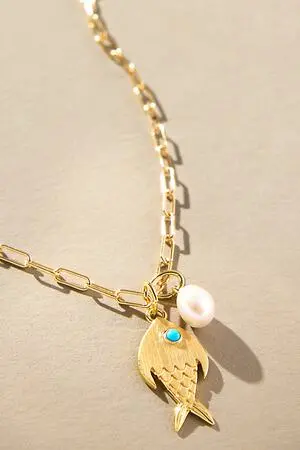 HART Fish Charm Pearl Necklace