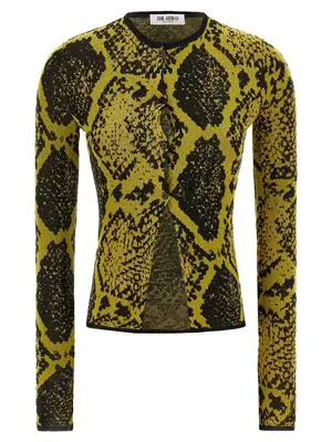 Attico Python Jacquard Cardigan - Yellow