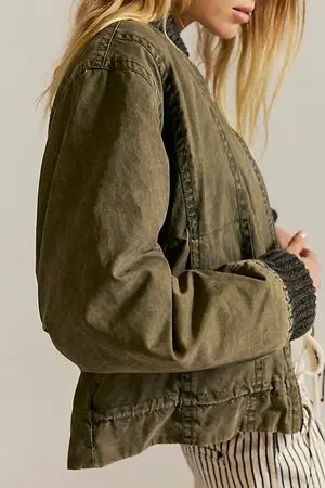Free People We The Free Jax Washed Bomber Jacket - Olive