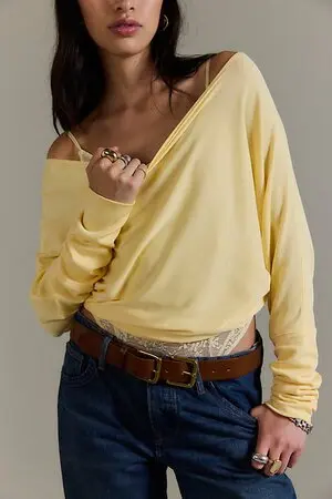 Free People We The Free Lola Off-the-shoulder Long Sleeve - Sunlight