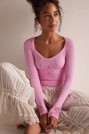 Free People Dynamic Duo Long Sleeve - Icing Pink