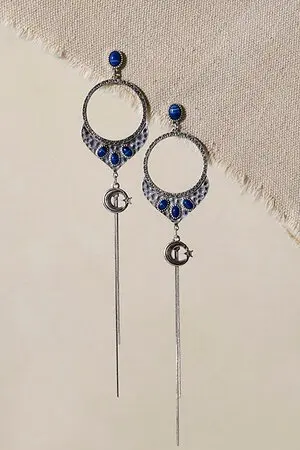 Free People Sky City Dangles With Celestial Motifs - Silver/blue Celestial