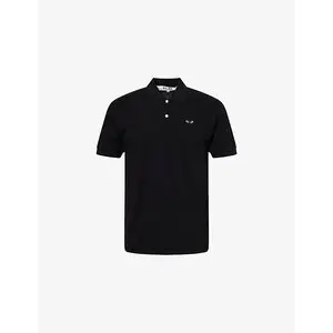 Play Comme Des Garcon Logo-patch Short-sleeve Cotton Polo Shirt - Black