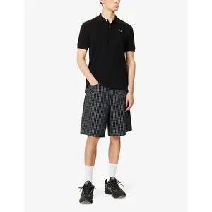 Play Comme Des Garcon Logo-patch Short-sleeve Cotton Polo Shirt - Black