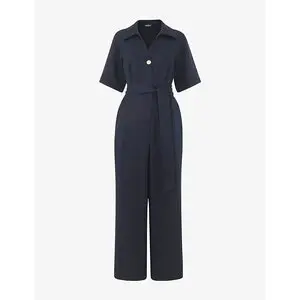 Whistles Button-front Wide-leg Woven Jumpsuit