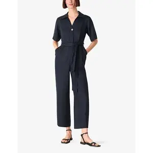 Whistles Button-front Wide-leg Woven Jumpsuit
