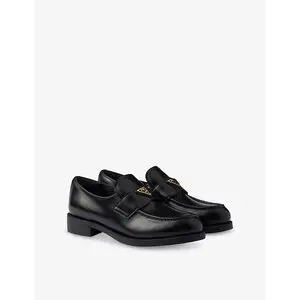 Prada Brushed Leather Loafers - Black
