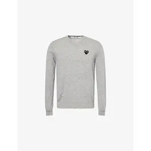 Play Comme Des Garcon Logo-patch Long-sleeve Wool Sweater - Light Grey