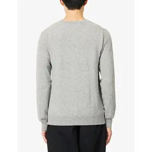 Play Comme Des Garcon Logo-patch Long-sleeve Wool Sweater - Light Grey