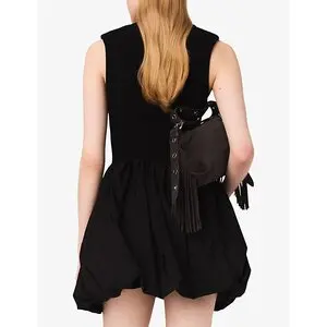 Maje Button-embellished Bubble-hem Woven Mini Dress