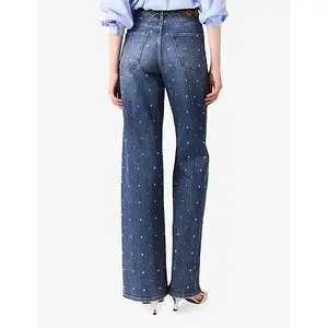 Maje Stud-embellished Wide-leg High-rise Jeans