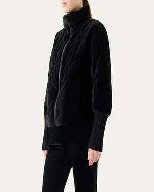 Akris Dot Quilted Velvet Jacket