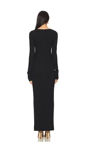 Eterne Long Sleeve Crewneck Maxi Dress - Black