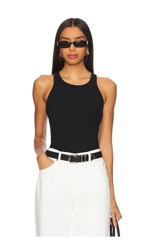 Eterne High Neck Fitted Tank Top - Black