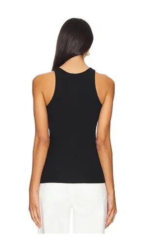 Eterne High Neck Fitted Tank Top - Black