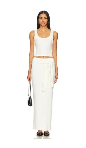 Eterne Square Neck Ribbed Knit Tank Top - Cream