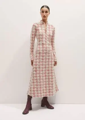 ME+EM Travel Tweed Midi Dress - Red/ivory