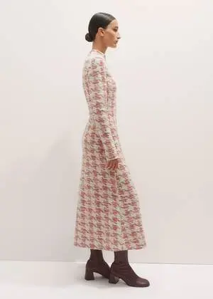ME+EM Travel Tweed Midi Dress - Red/ivory