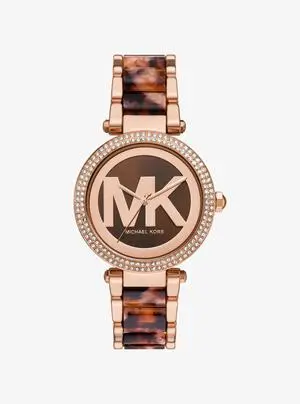 Michael Kors Pavé Rose Gold-tone And Acetate Watch - Red