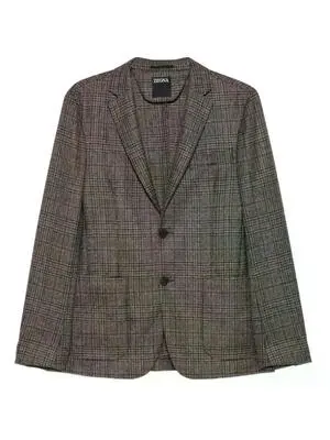 Zegna Checked Two-button Jacket Brown