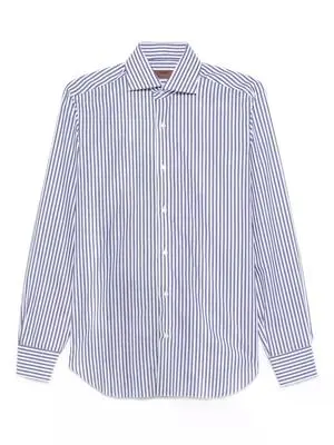 BARBA NAPOLI Striped Cotton Shirt - Blue
