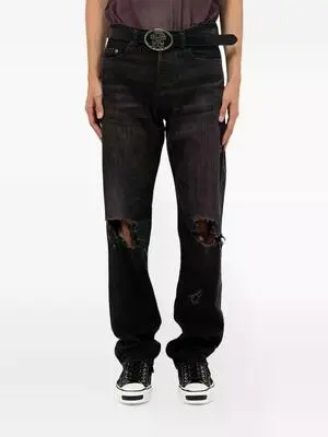KAMIYA Distressed Straight-leg Jeans
