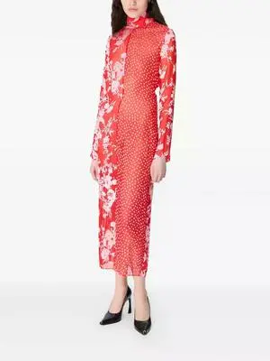 MARINE SERRE Maxi Dress With Floral And Polka Dot Print