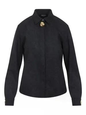 Fabiana Filippi Gold-button Wool Shirt - Black