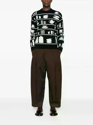 JW Anderson Tableware-pattern Crew-neck Sweater - Black