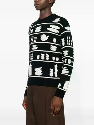 JW Anderson Tableware-pattern Crew-neck Sweater - Black