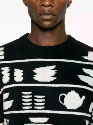 JW Anderson Tableware-pattern Crew-neck Sweater - Black