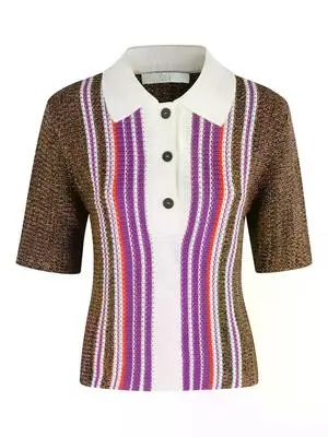 TELA Stripe-pattern Polo Top