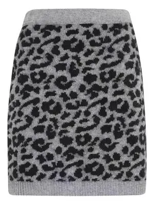 Federica Tosi Leopard-print Knit Mini Skirt - Grey