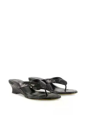 Le Monde Beryl 40mm Micro Wedge Thong Sandals - Black