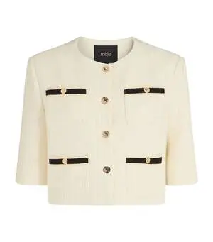 Maje Cotton-blend Tweed-effect Jacket - White