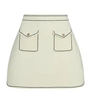Maje Knitted Mini Skirt With Pockets - White