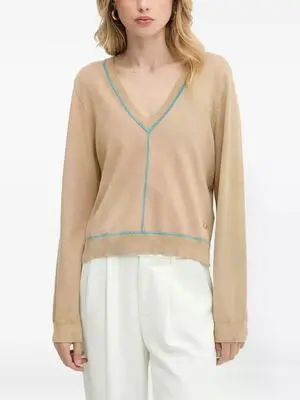 Karl Lagerfeld Embroidered-logo V-neck Sweater