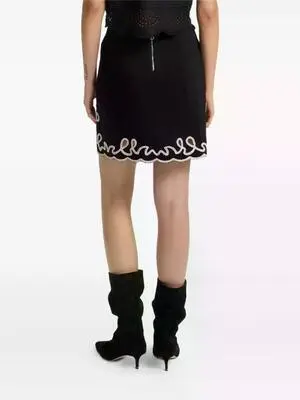 BOSS Embroidered Scalloped-hem Mini Skirt