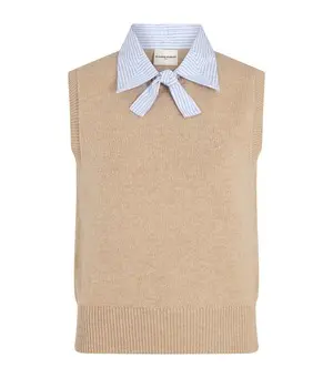 Claudie Pierlot Wool-blend Sleeveless Sweater With Removable Collar - White